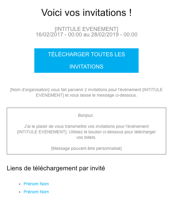 Envoyer des invitations pour mon événement